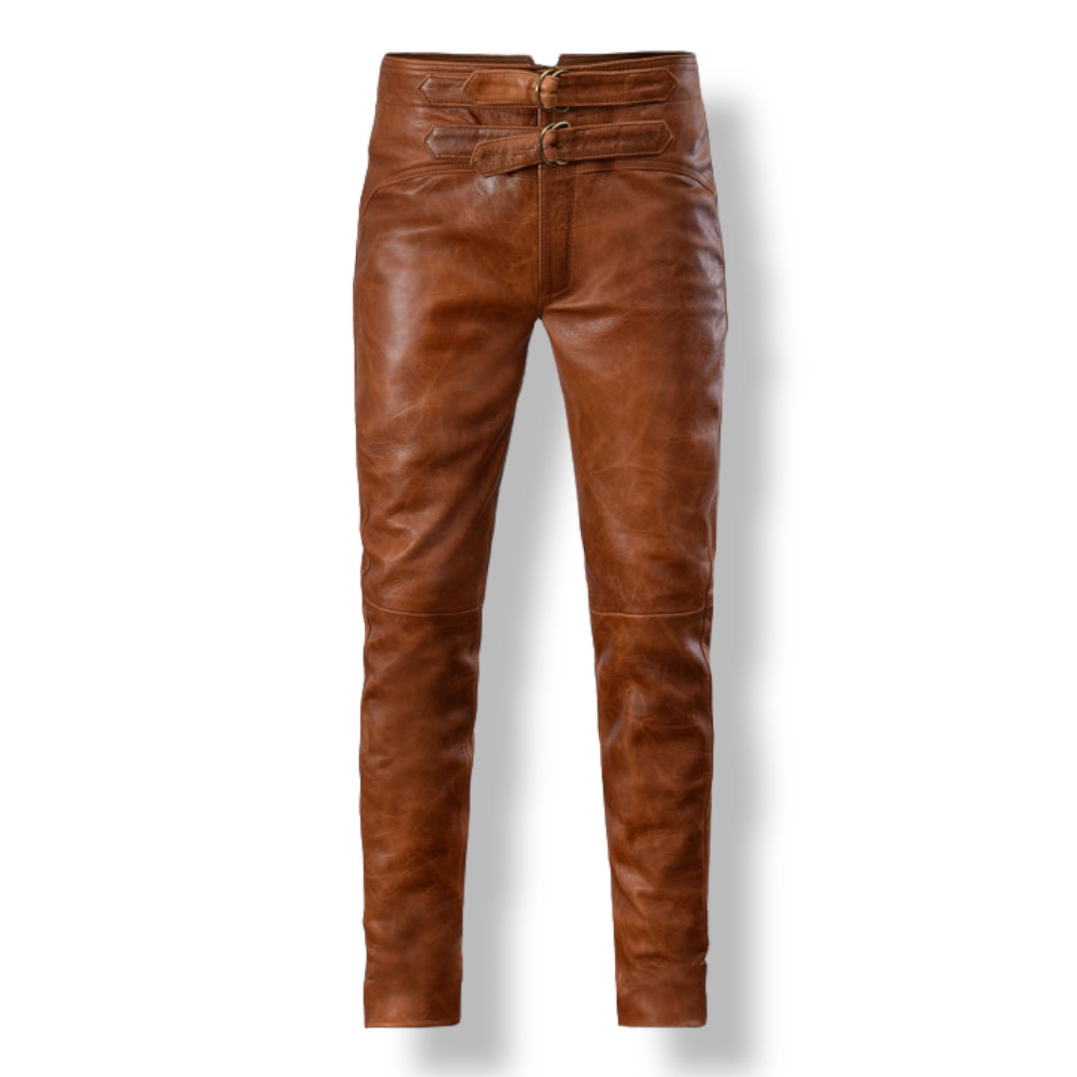 Men's HANDMADE Jim Morrison Brown Leather Pants Biker's Pants Gay Pants ...