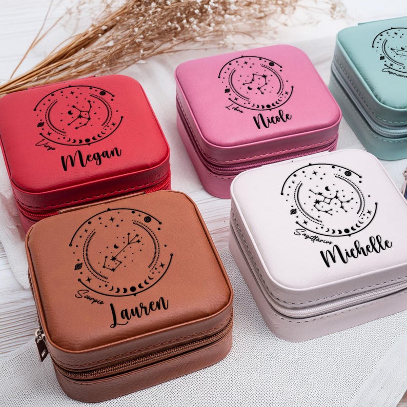 Personalized Zodiac Star Map Jewelry Box, Travel Jewelry Case, Mothers ...