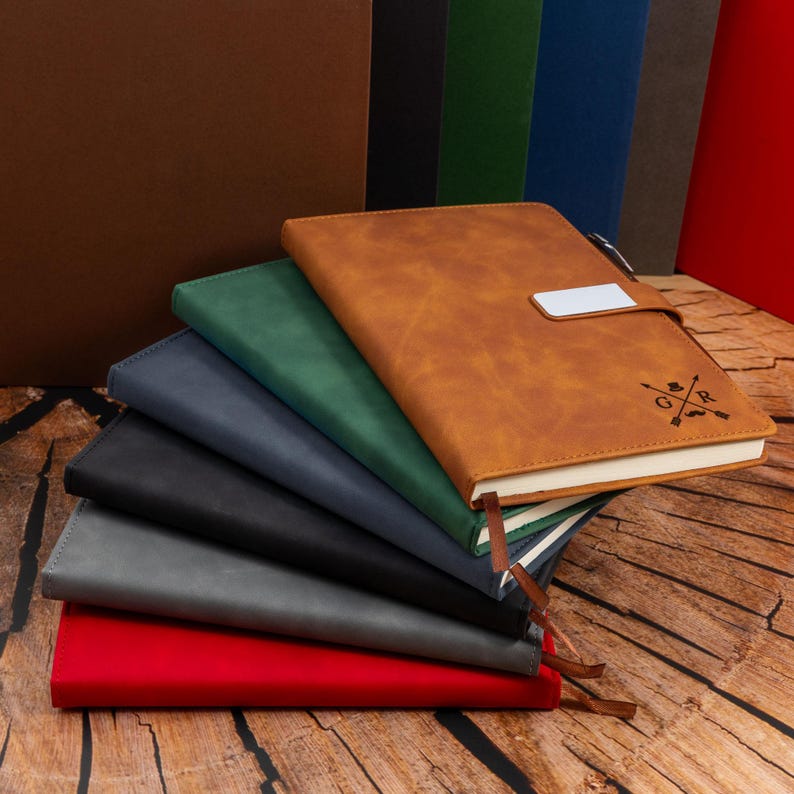 Custom Engraved Notebook With Pen, Leather Notebook Set With Matching ...