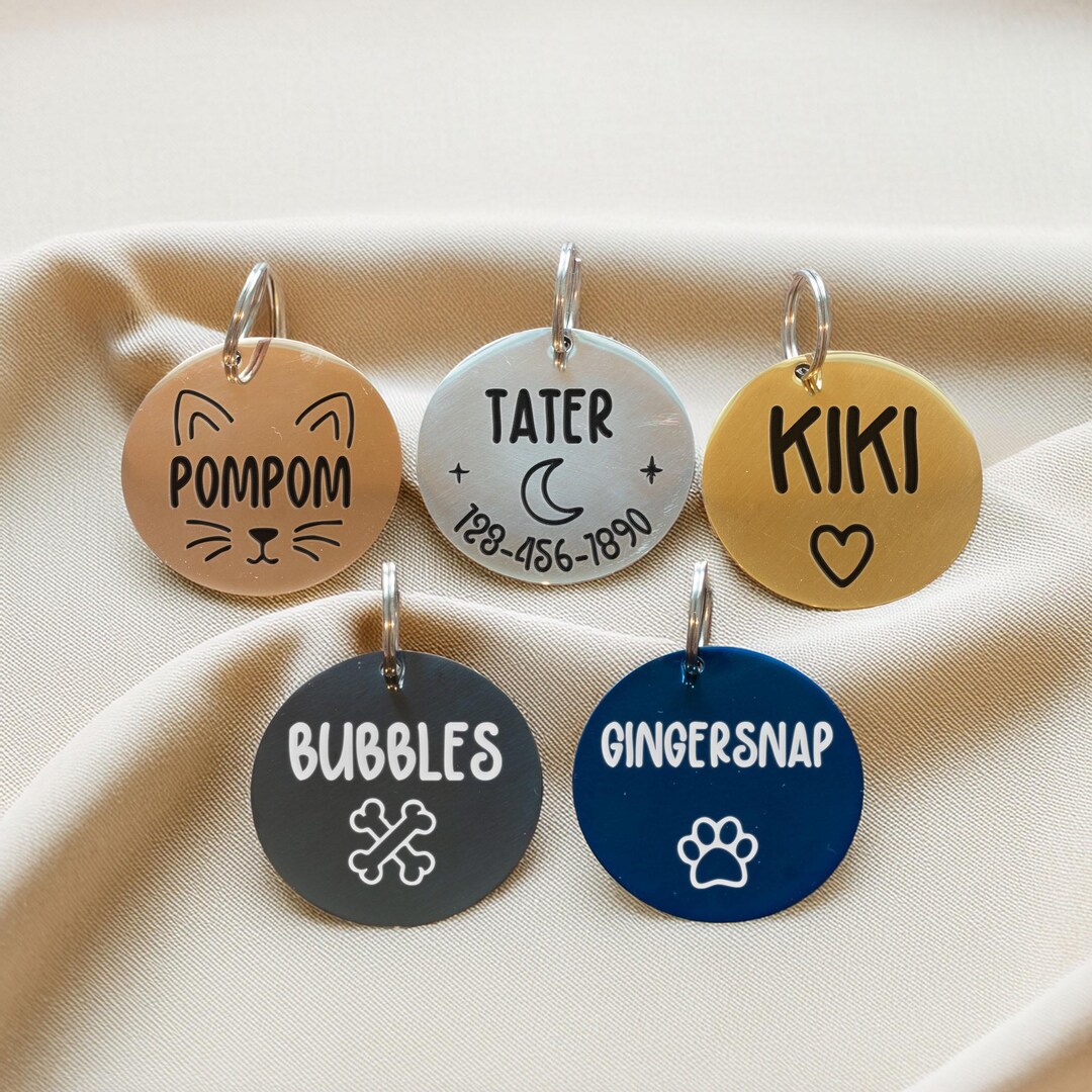 Personalized Pet ID Tag: Engraved Dog Cat Collar Tag - Etsy