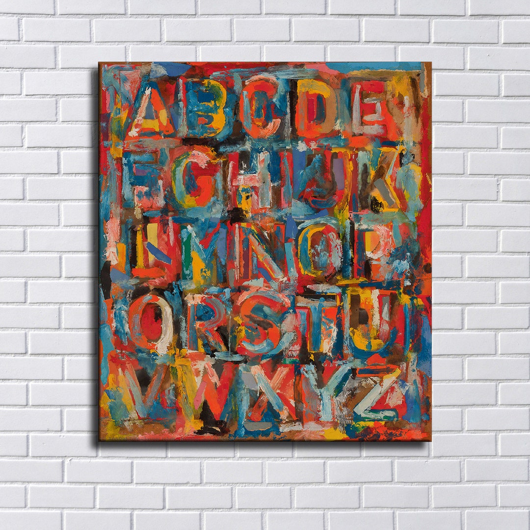 Jasper Johns 'numbers and Alphabet' Waterproof Vinyl Fabric Canvas HD ...