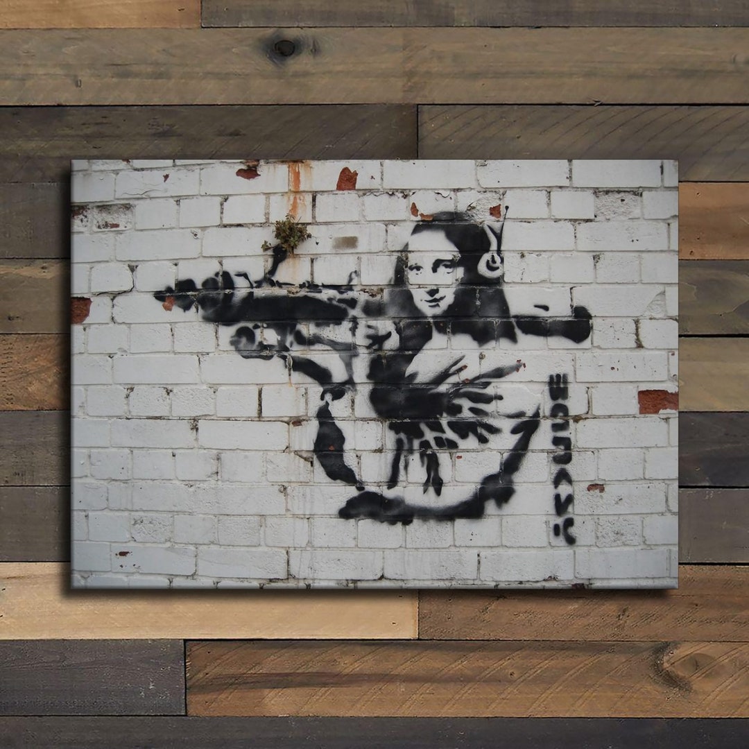 Banksy Mona Lisa Waterproof Vinyl Fabric HD Print, Wall Home Decor ...