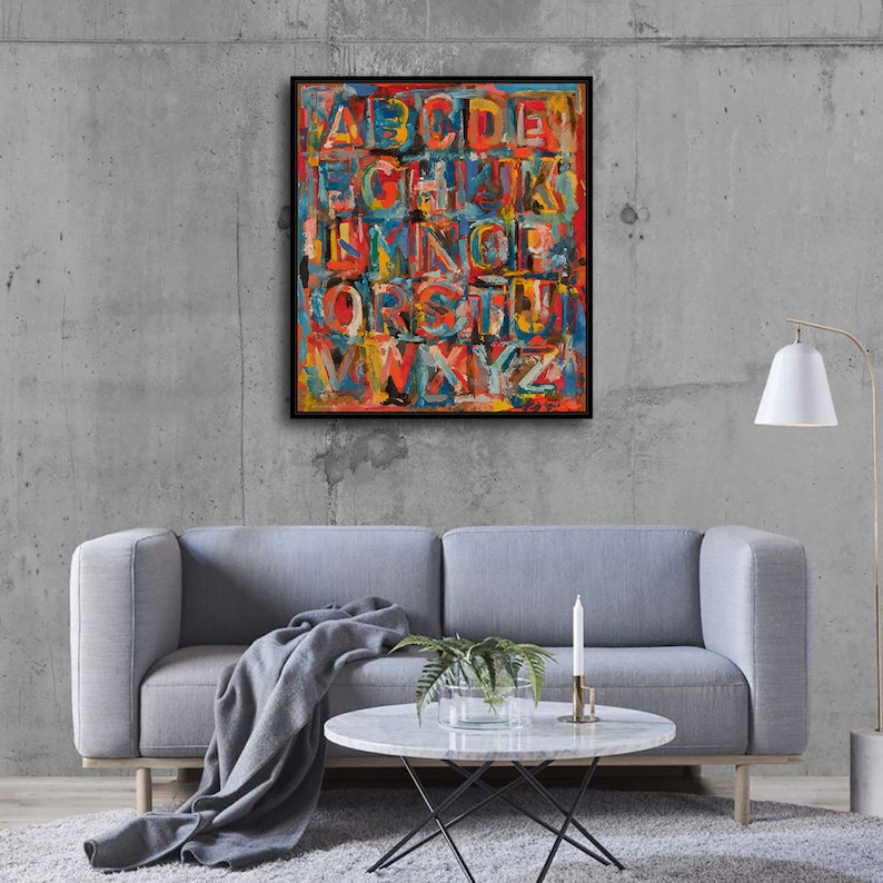 30x24 Inches Jasper Johns number and Alphabet New HD Print on Canvas ...