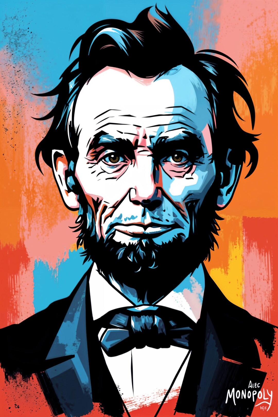36x24 Inches Abraham Lincoln Inspired Art Print. HD Print. Canvas Ready ...