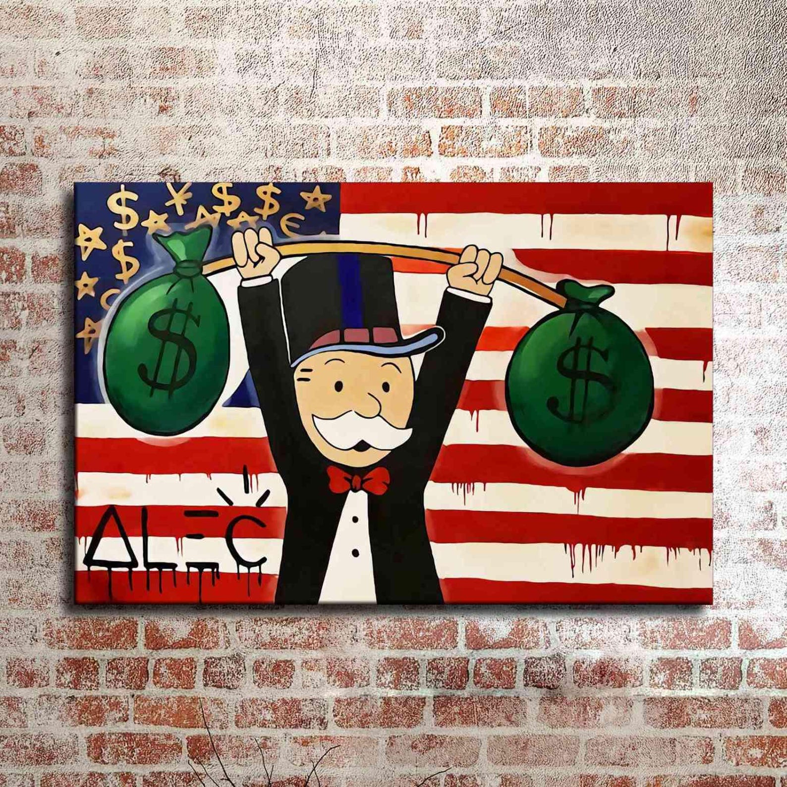 Alec Monopoly 'money Weightlifter' Waterproof Vinyl Fabric Canvas HD ...