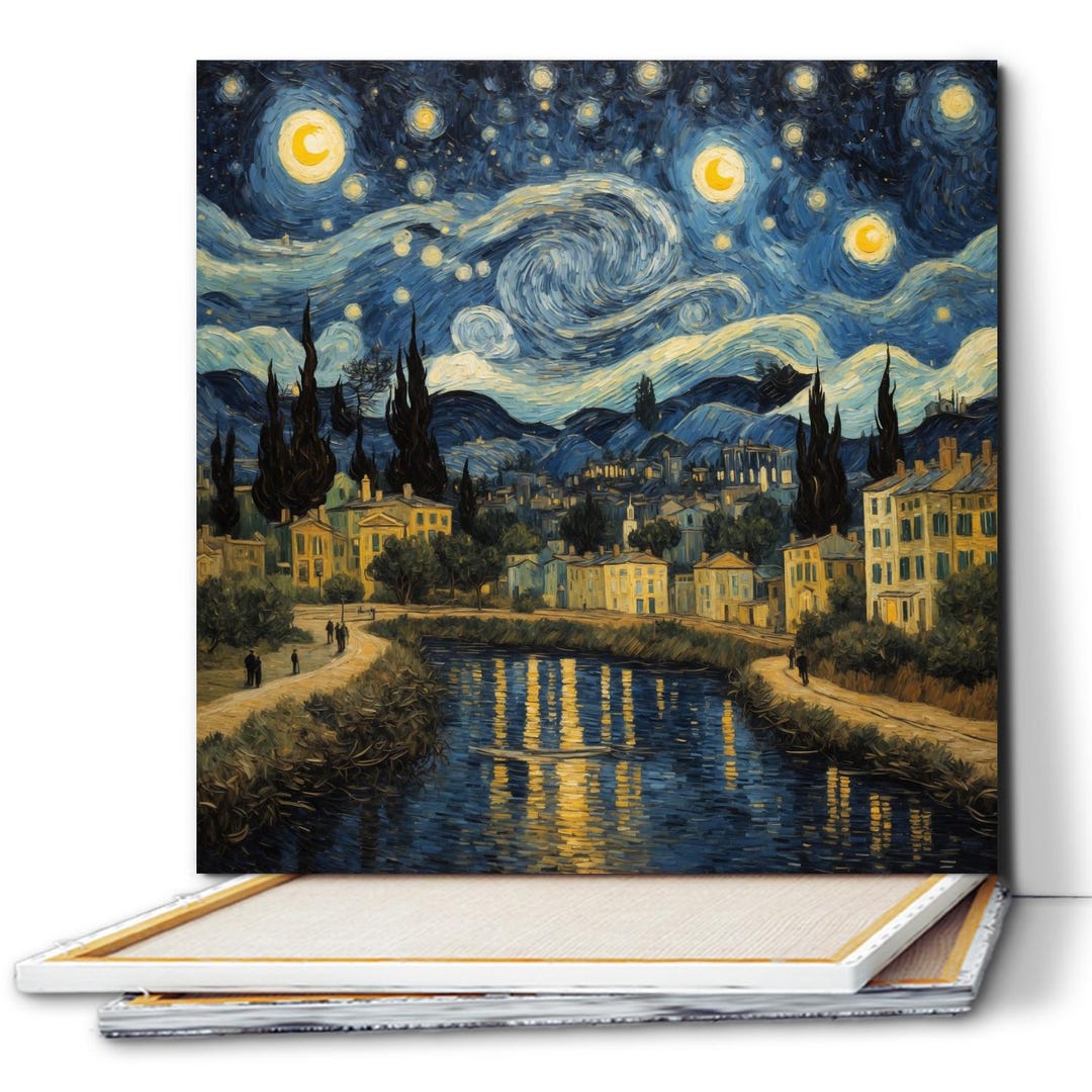24x24 Inches Augusta Skyline Poster. Van Gogh Starry Night Over Augusta ...