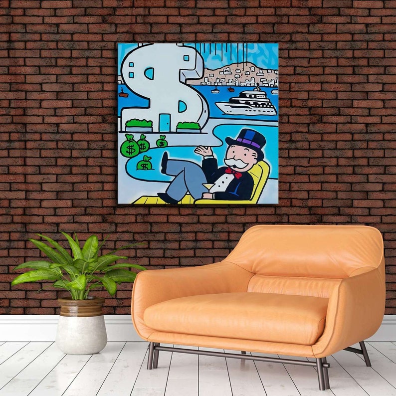 Alec Monopoly Waterproof Vinyl Fabric HD Print, Wall Home Decor, Ready ...