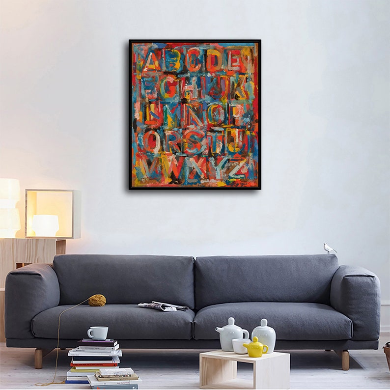 Jasper Johns 'numbers and Alphabet' Waterproof Vinyl Fabric Canvas HD ...