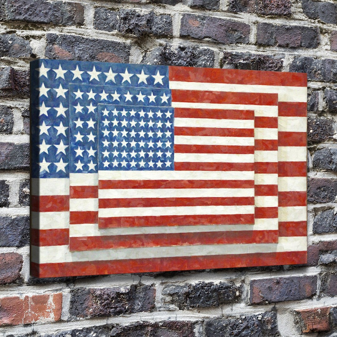 34x24 Inches - Jasper Johns "three Flags" New HD Print on Canvas Ready ...