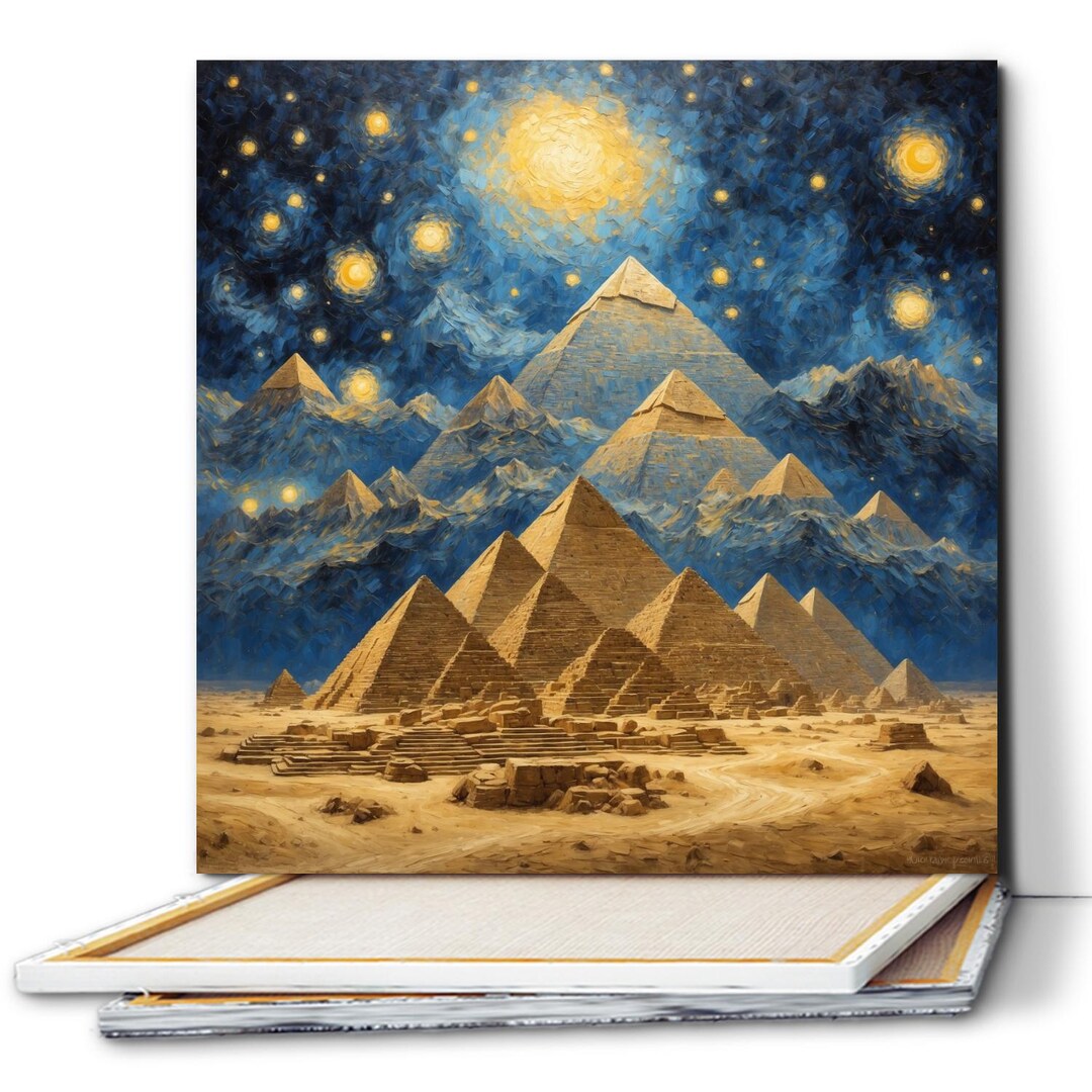 24x24 Inches Pyramids Skyline Poster. Van Gogh Starry Night Over ...