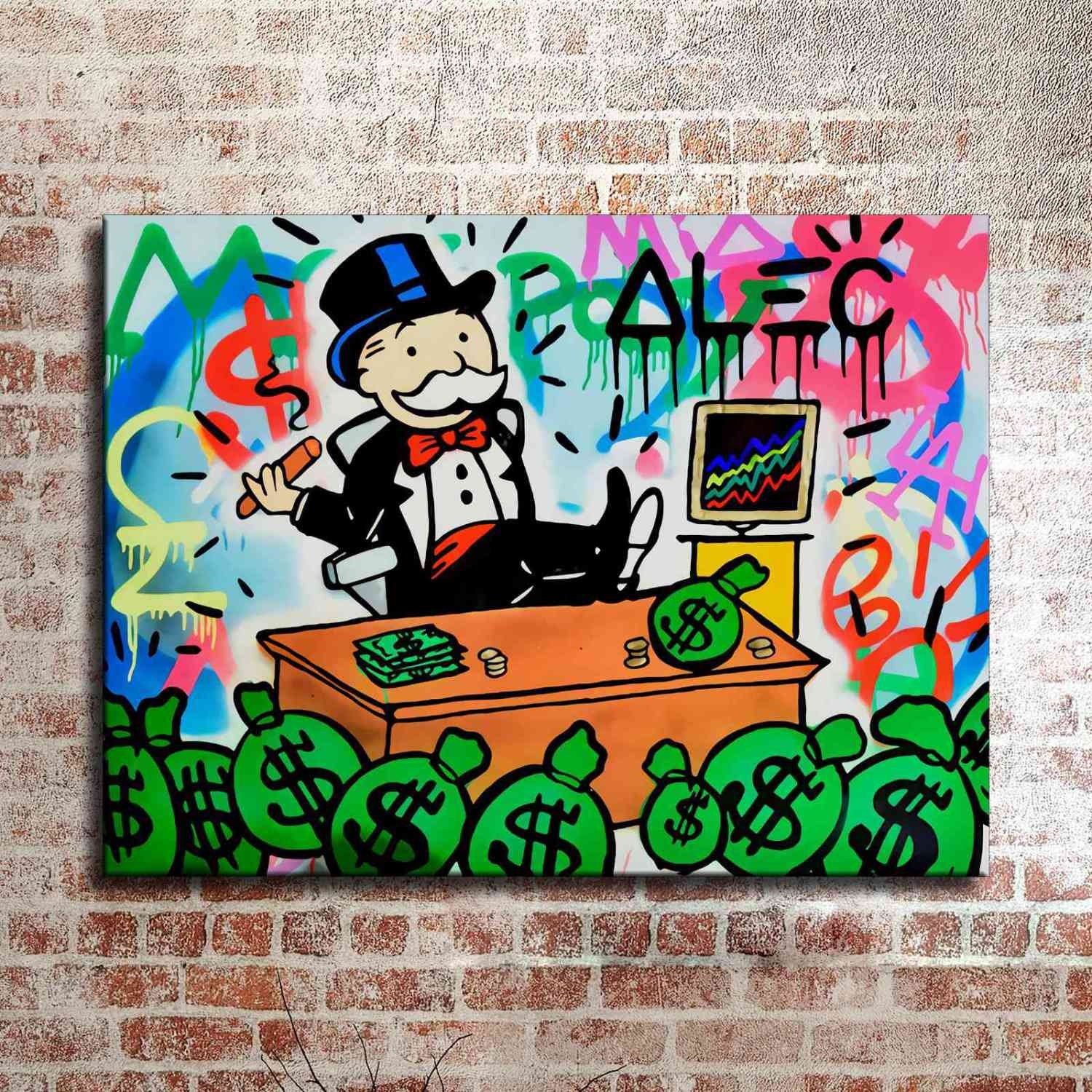 Alec Monopoly 'boss Work' Waterproof Vinyl Fabric HD Print, Wall Decor ...