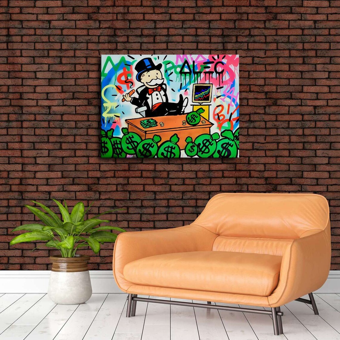 Alec Monopoly 'boss Work' Waterproof Vinyl Fabric HD Print, Wall Decor ...