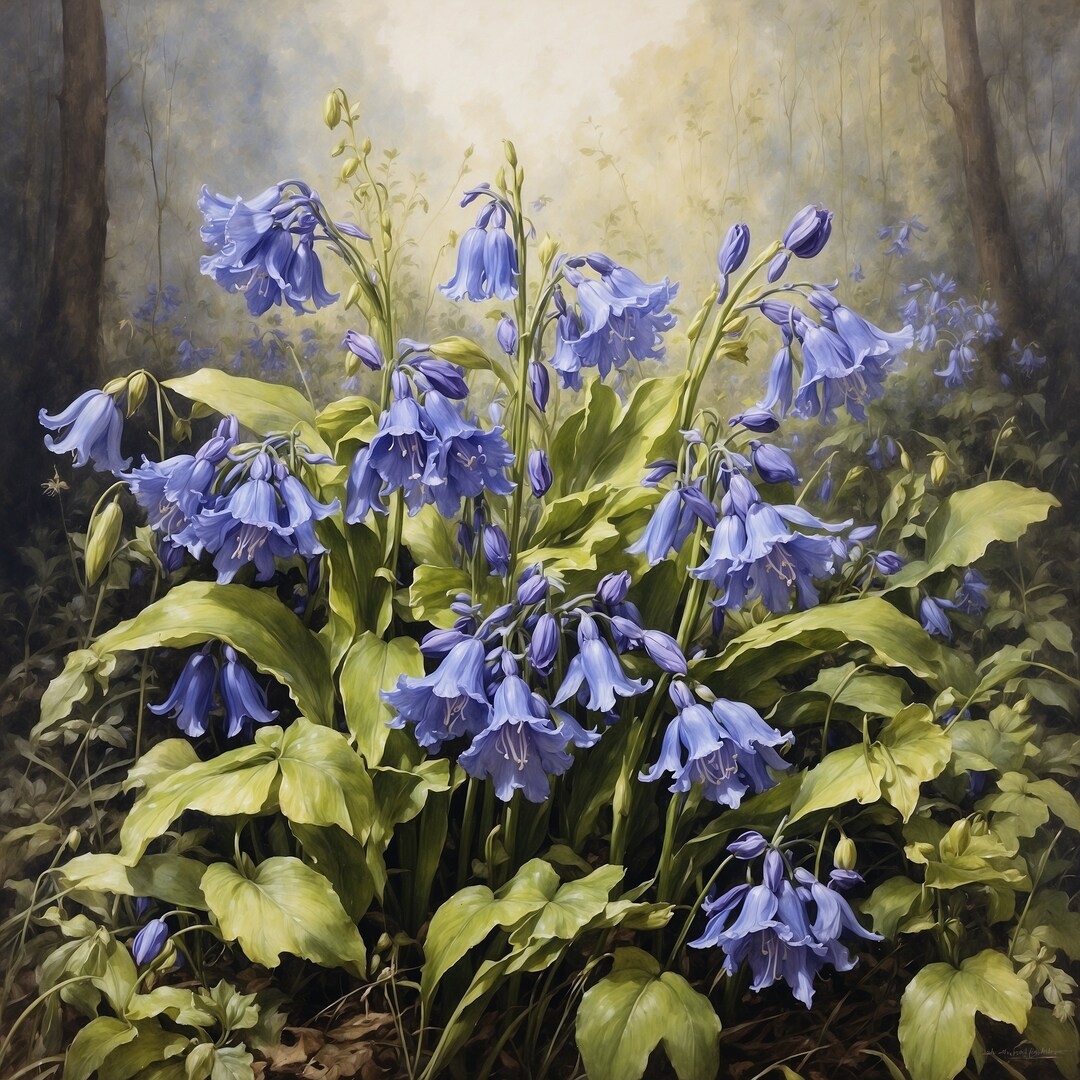 English Bluebell Waterproof Vinyl Fabric HD Print, Wall Home Decor ...