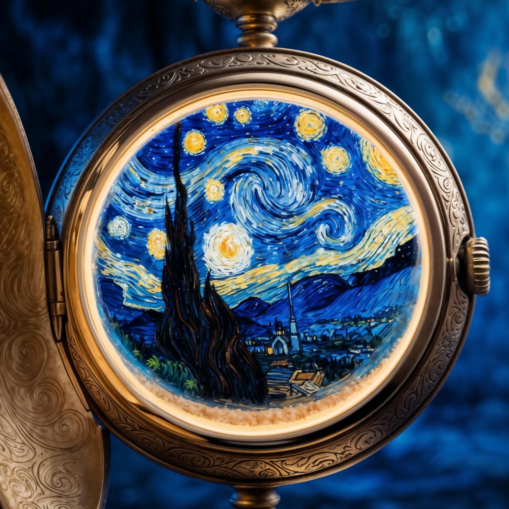 Starry Night Old Watch Waterproof Vinyl Fabric Wall Home Decor, Ready ...