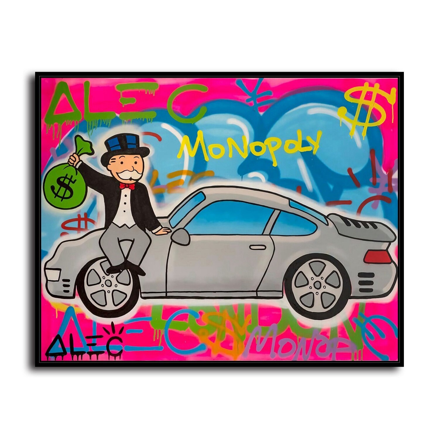 Alec Monopoly 'ride My Porsche' Waterproof Vinyl Fabric Canvas HD Print ...