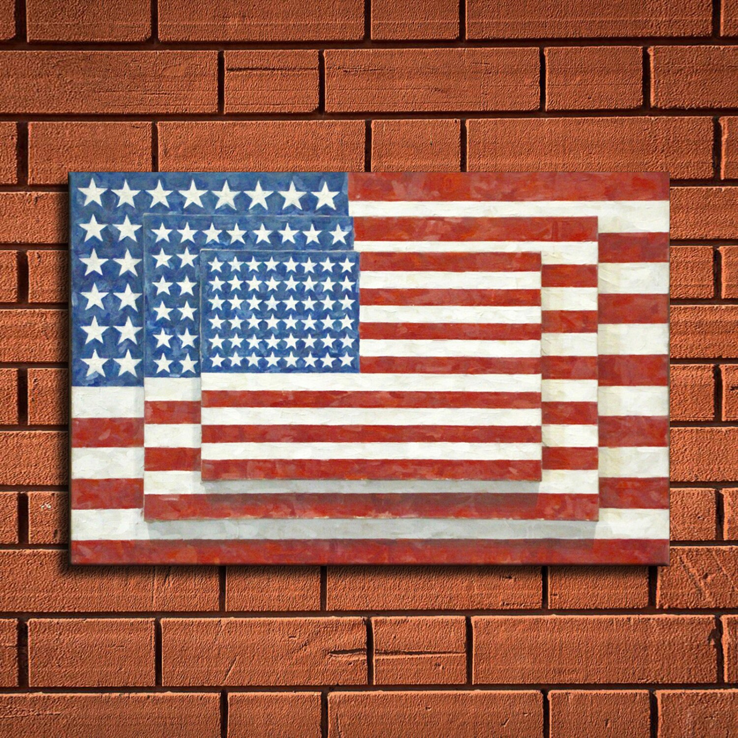 34x24 Inches Jasper Johns three Flags New HD Print on Canvas Ready to ...