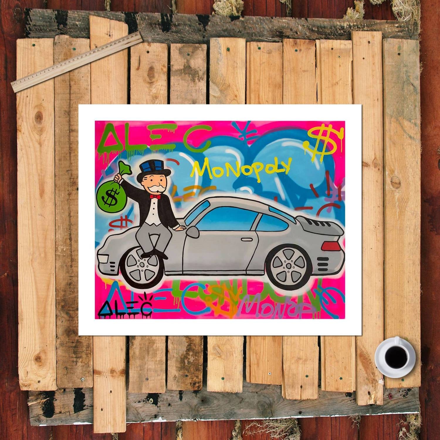 Alec Monopoly 'ride My Porsche' Waterproof Vinyl Fabric Canvas HD Print ...