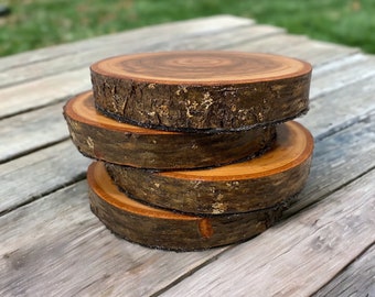 Handpainted Live-edge Wood Slice Coasters Set of 4 - Etsy