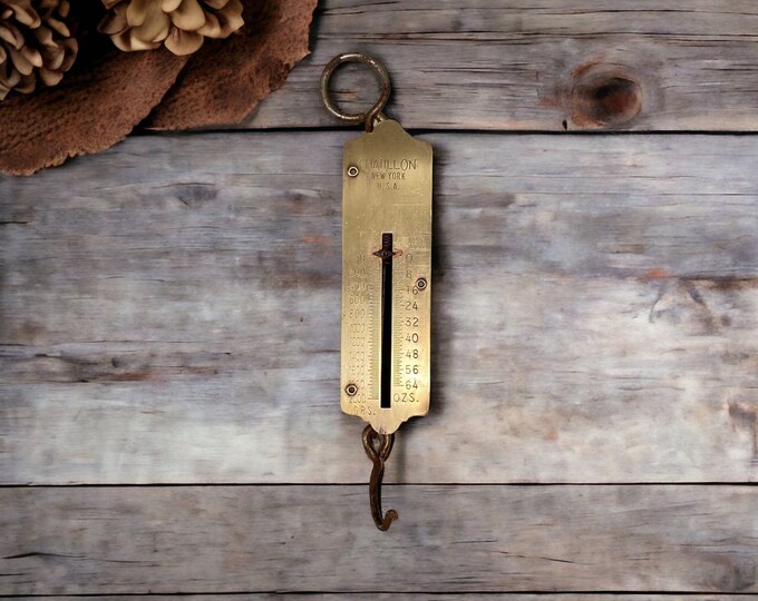 Vintage Chatillon New York USA Spring Balance Hanging Brass 64 Oz Scale ...