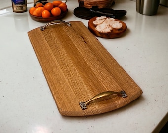 Handcrafted Whiskey Barrel Lid Charcuterie Board or Serving Tray - Etsy