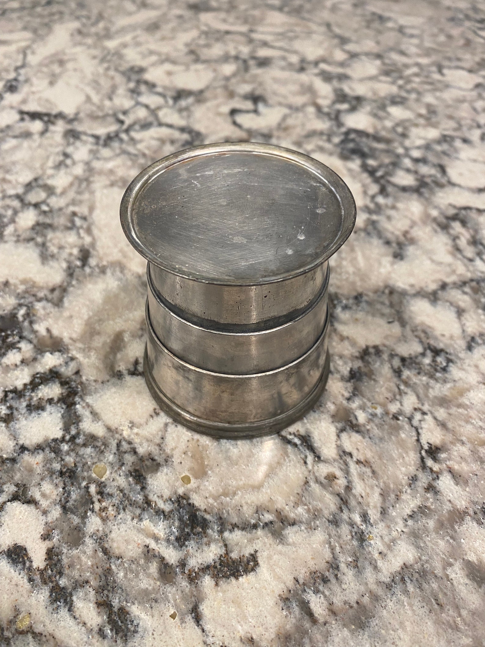 Antique Collapsible Metal Cup and Tin Container, Civil War Era Travel ...