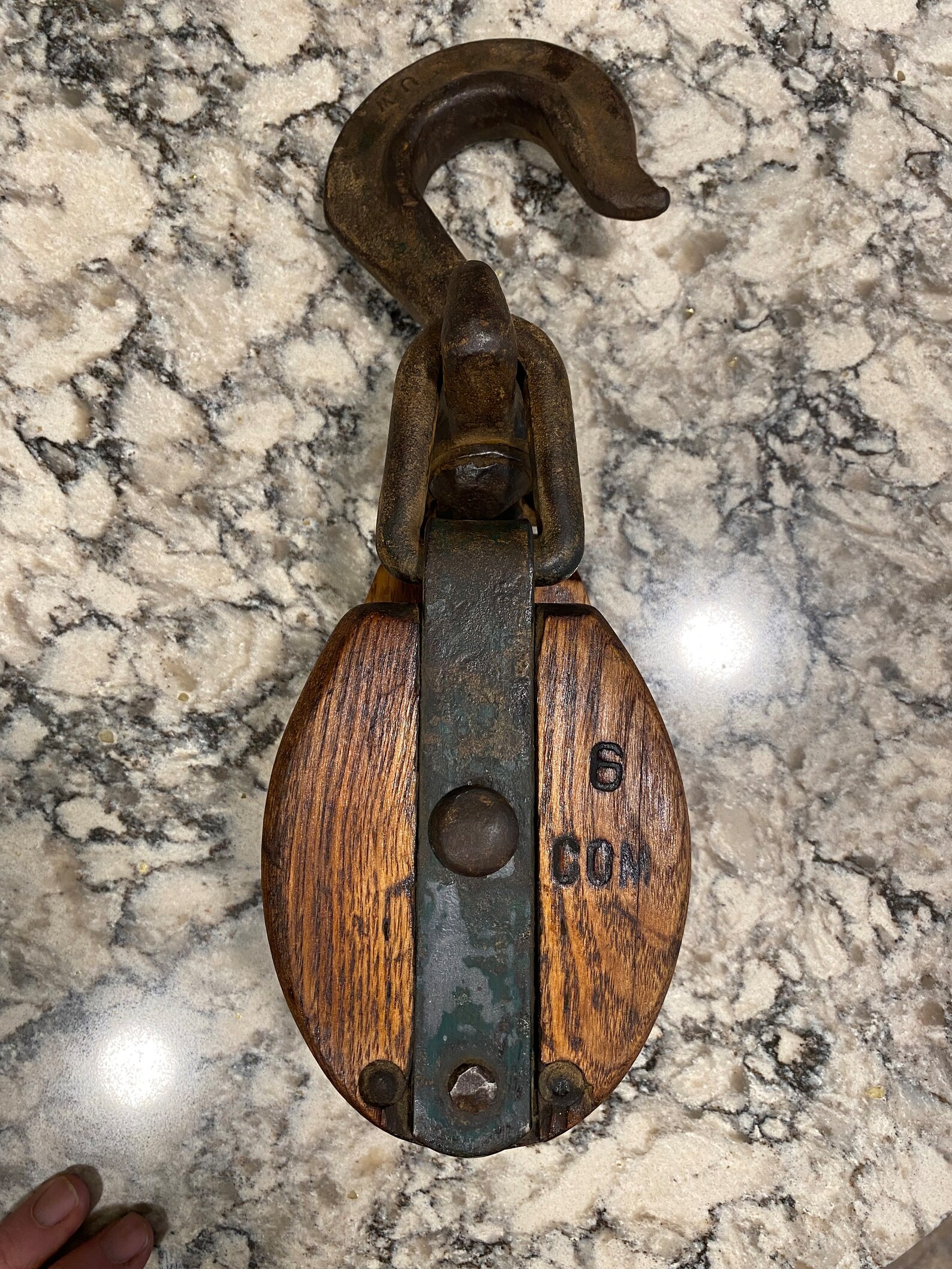 Vintage Block and Tackle Pulley Cast Iron and Wood With Hook - Etsy