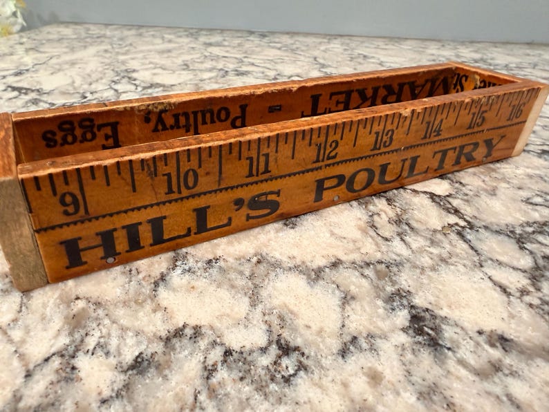 Handcrafted Yardstick Pencil Box or Trinket Storage 8 in | Vintage Desk ...