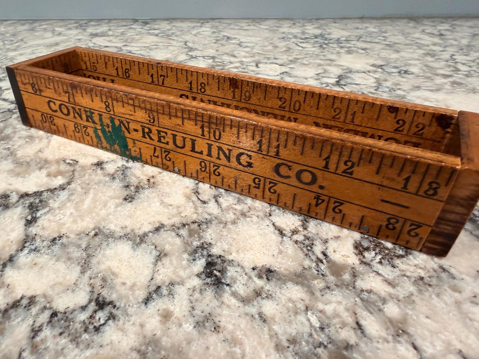 Handcrafted Yardstick Pencil Box or Trinket Storage 8 in | Vintage Desk ...