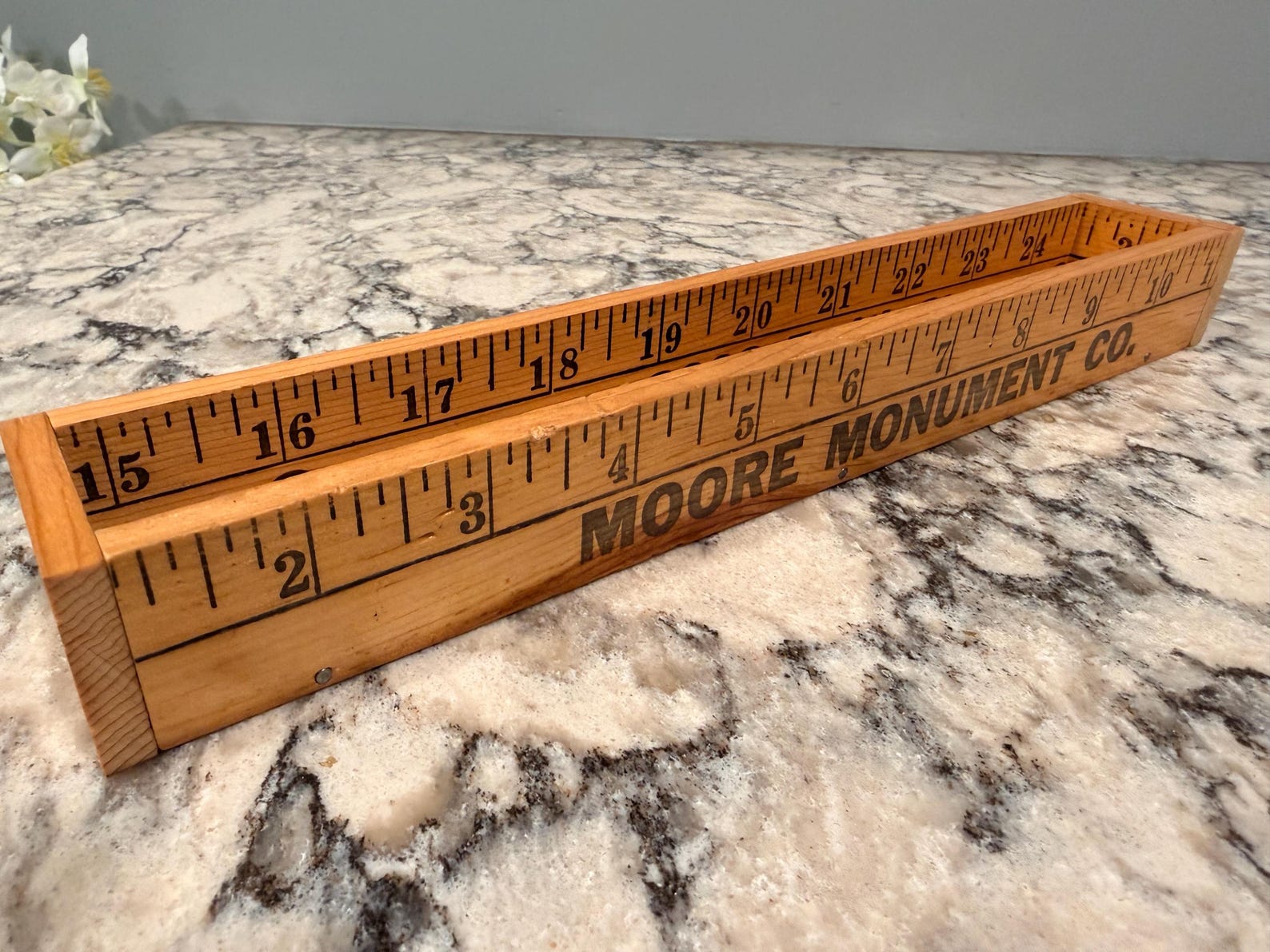 Handcrafted Vintage Yardstick Pencil Box 10 Inch Wood Trinket Storage ...