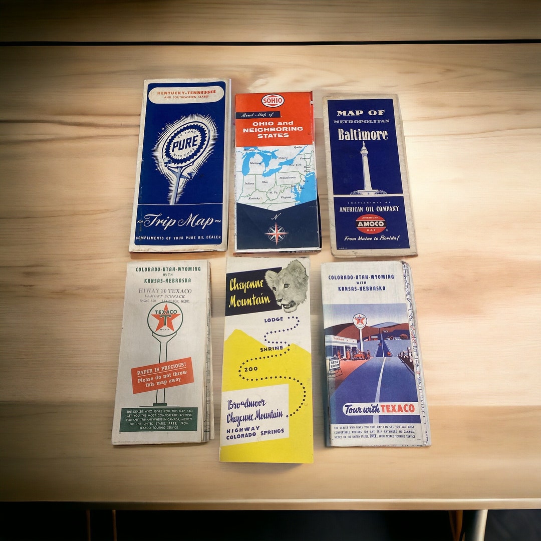 Vintage Road Maps From the 1950's - Etsy