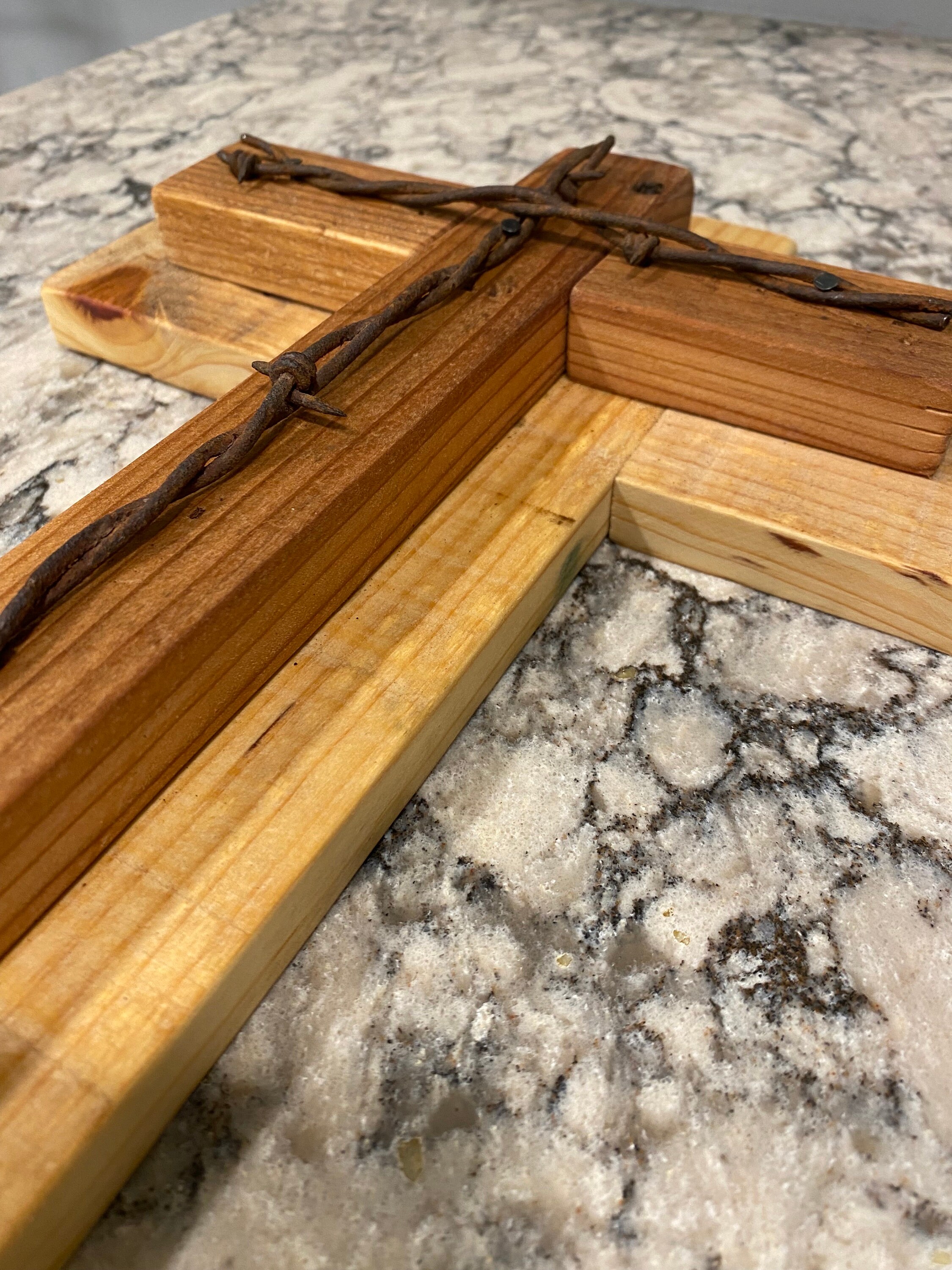 Rustic Pallet Wood Cross With Barbed Wire Accent - Etsy