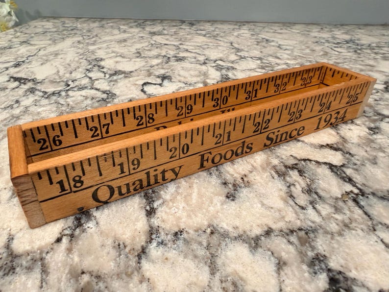 Handcrafted Yardstick Pencil Box or Trinket Storage 8 in | Vintage Desk ...