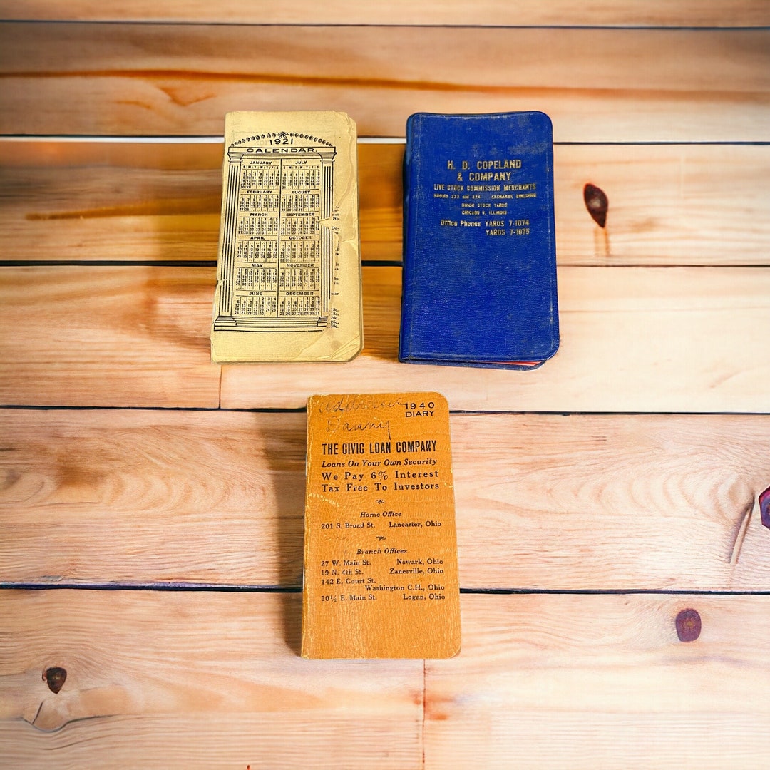 Pocket Calendar and Notebook Vintage Lot of 3, Retro Set, Compact ...