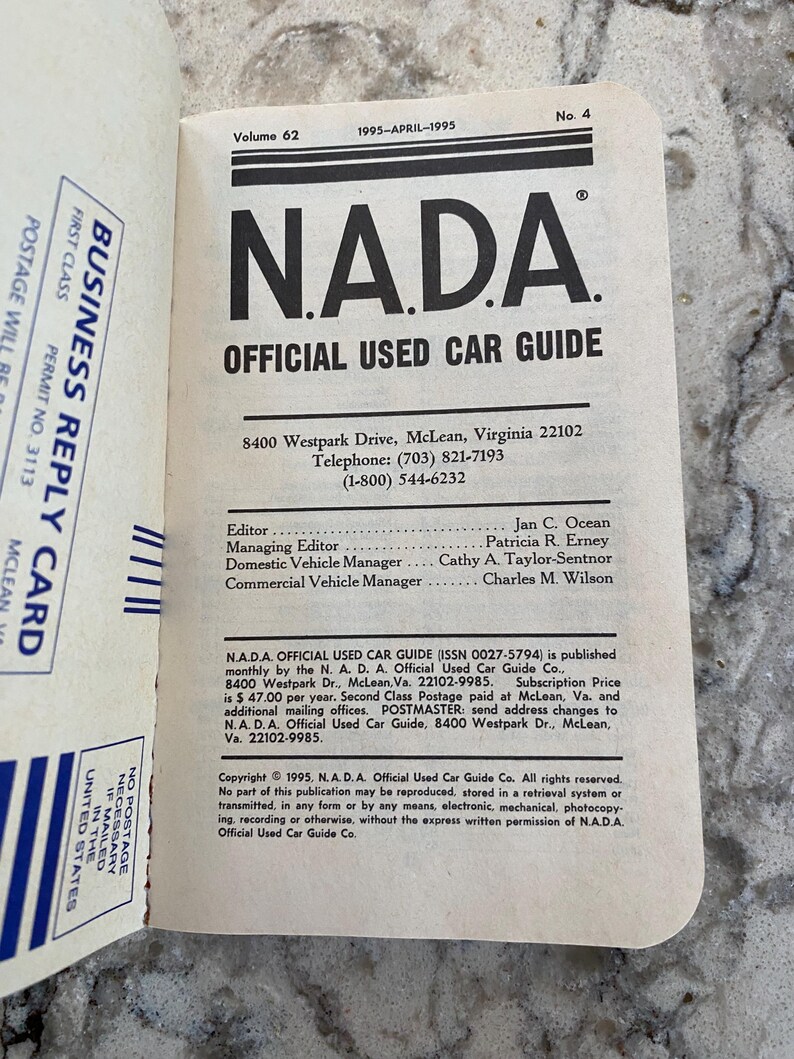 NADA Official Used Car Guide April 1995 Vintage Auto Value Book Classic ...