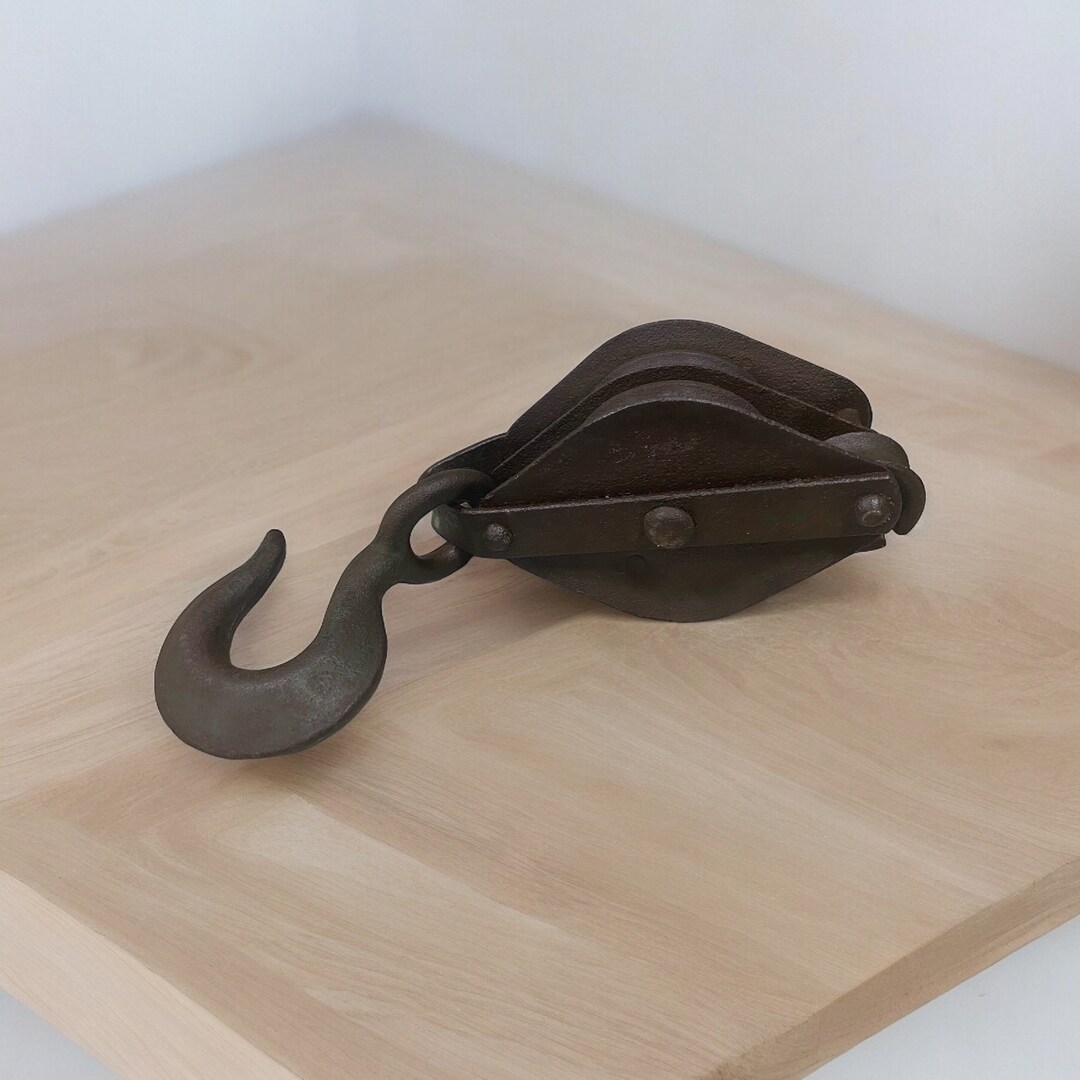 Vintage Double Rustic Pulley All Metal Industrial Decor Antique Heavy ...