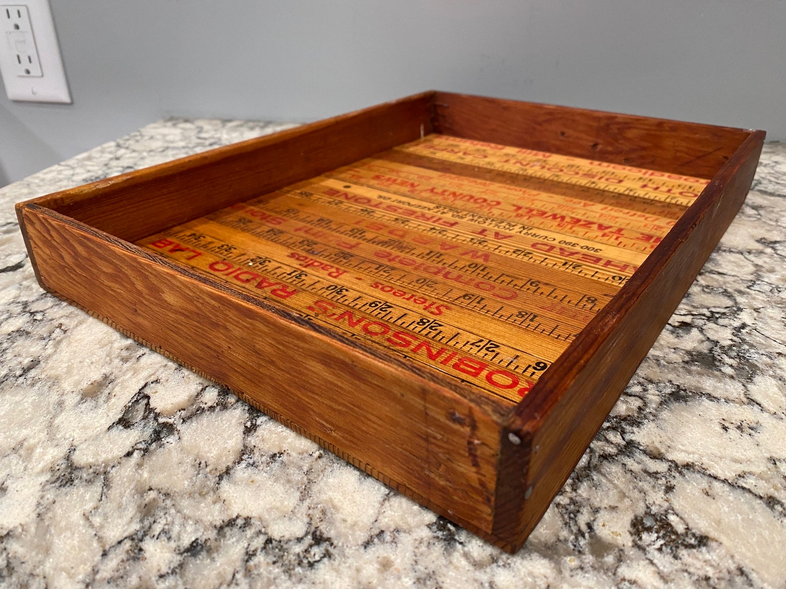 Vintage Wooden Box With Yardstick Bottom - Etsy
