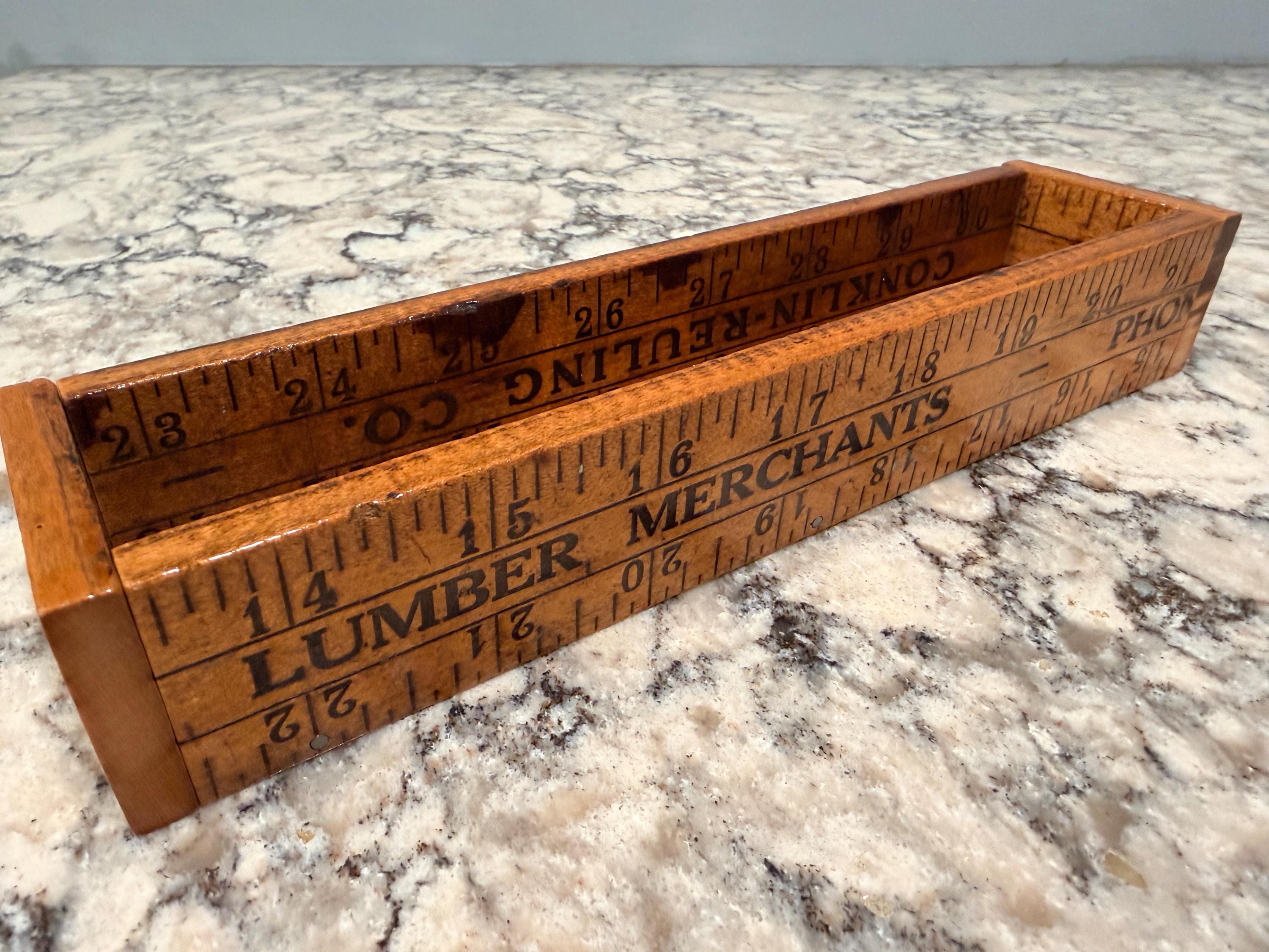 Handcrafted Yardstick Pencil Box or Trinket Storage 8 in | Vintage Desk ...