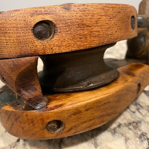 Vintage Block and Tackle Pulley Cast Iron and Wood With Hook - Etsy