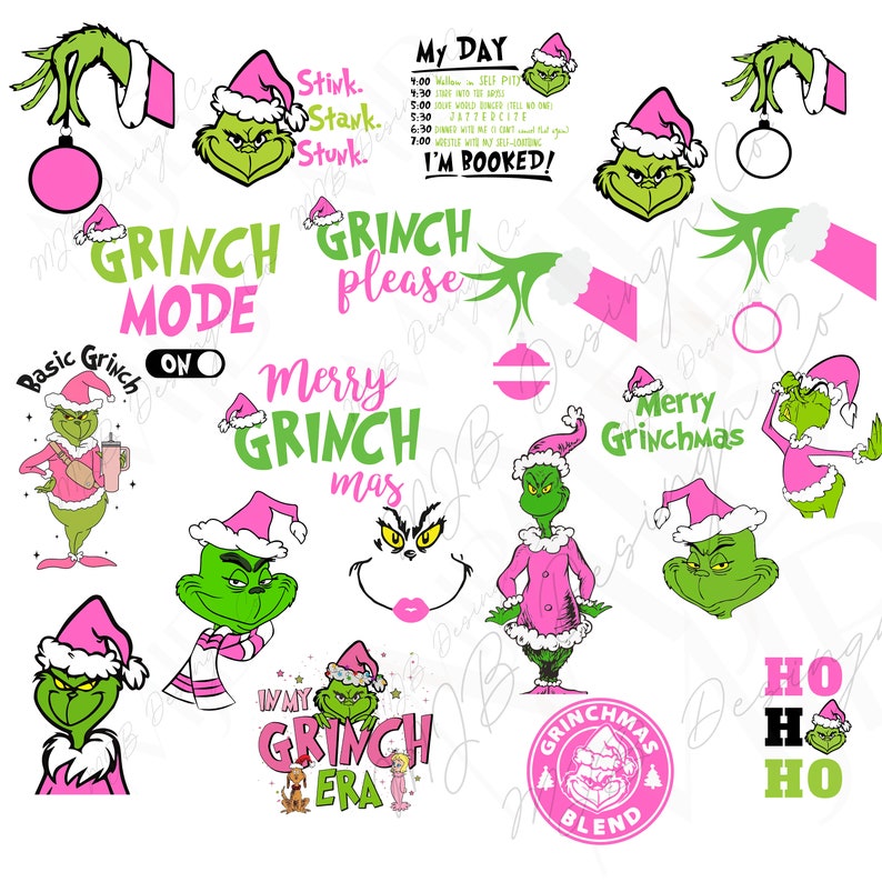 The Grinch PNG Retro Pink Christmas Pink Grinch PNG Green - Etsy