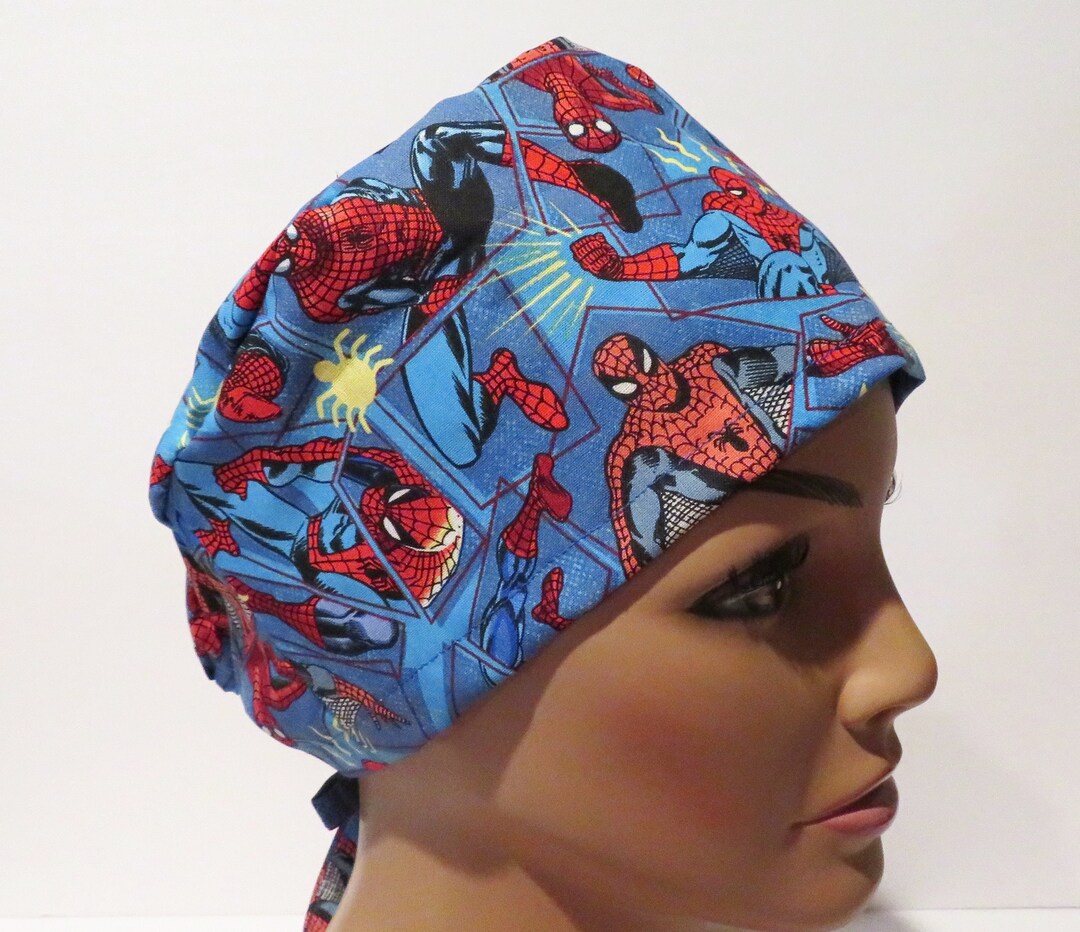 Spider Man Design Hats, Super Hero Hats, Tieback Hats, Surgeons Hats ...