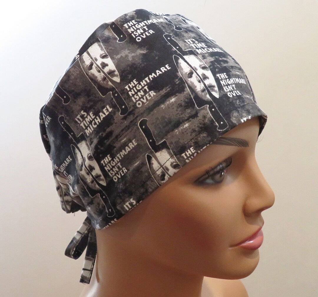 Nightmare Men's Scrub Cap, Tieback Scrub Hats, Horror Halloween Hats - Etsy