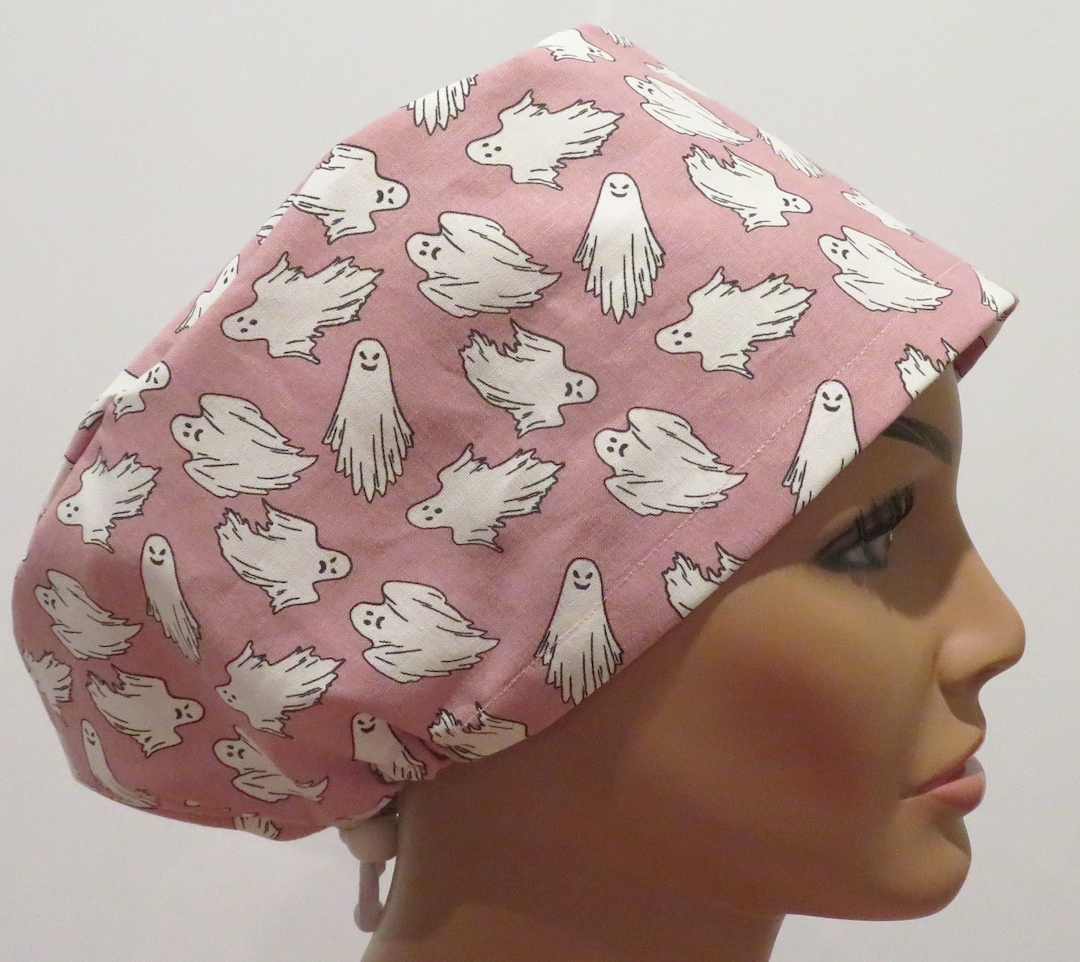 Ghost Surgical Cap, Pink Glow in Dark Ghost Hat, Euro Style Caps ...