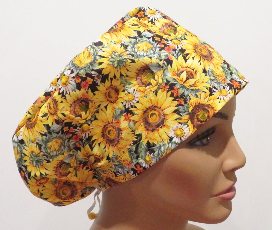 Sunflower Euro Scrub Caps, Surgical Caps, Women's Scrub Caps - Etsy