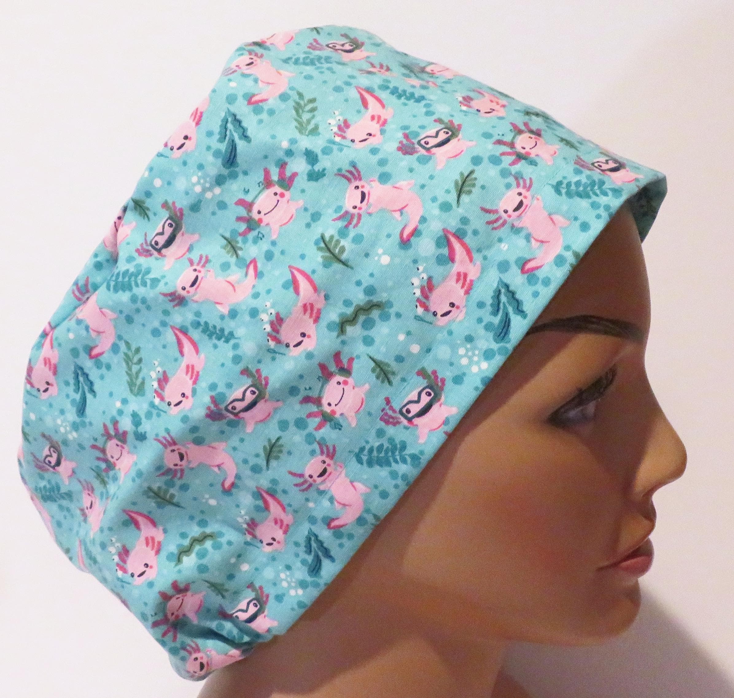 Axolotl Design Hats, Surgical Caps, Euro Style Hats, Cute Axolotl Hats ...
