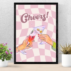 Cheers Digital Cocktail Art Print: Vibrant Bar Art for Home Decor ...