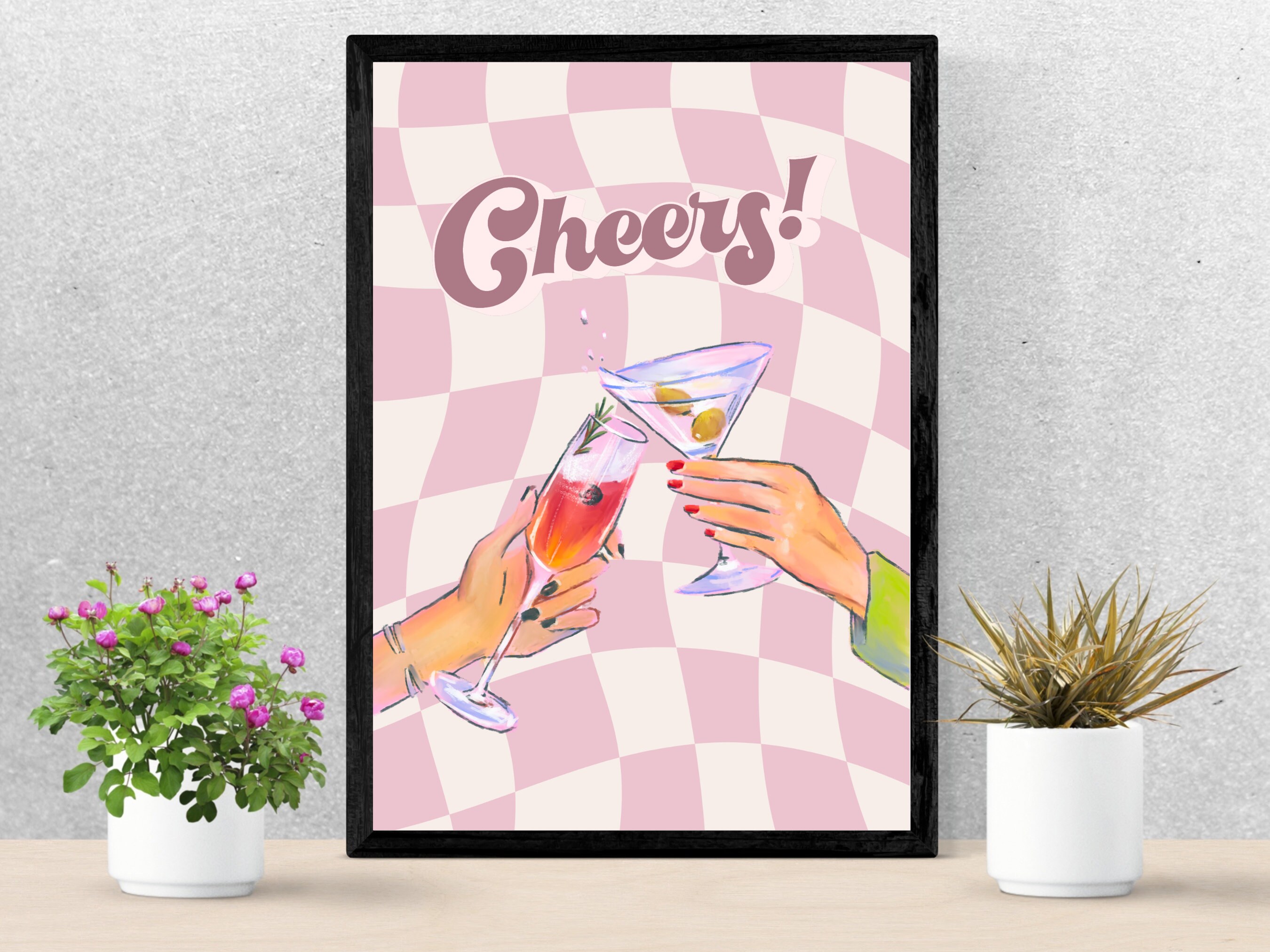 Cheers Digital Cocktail Art Print: Vibrant Bar Art for Home Decor ...