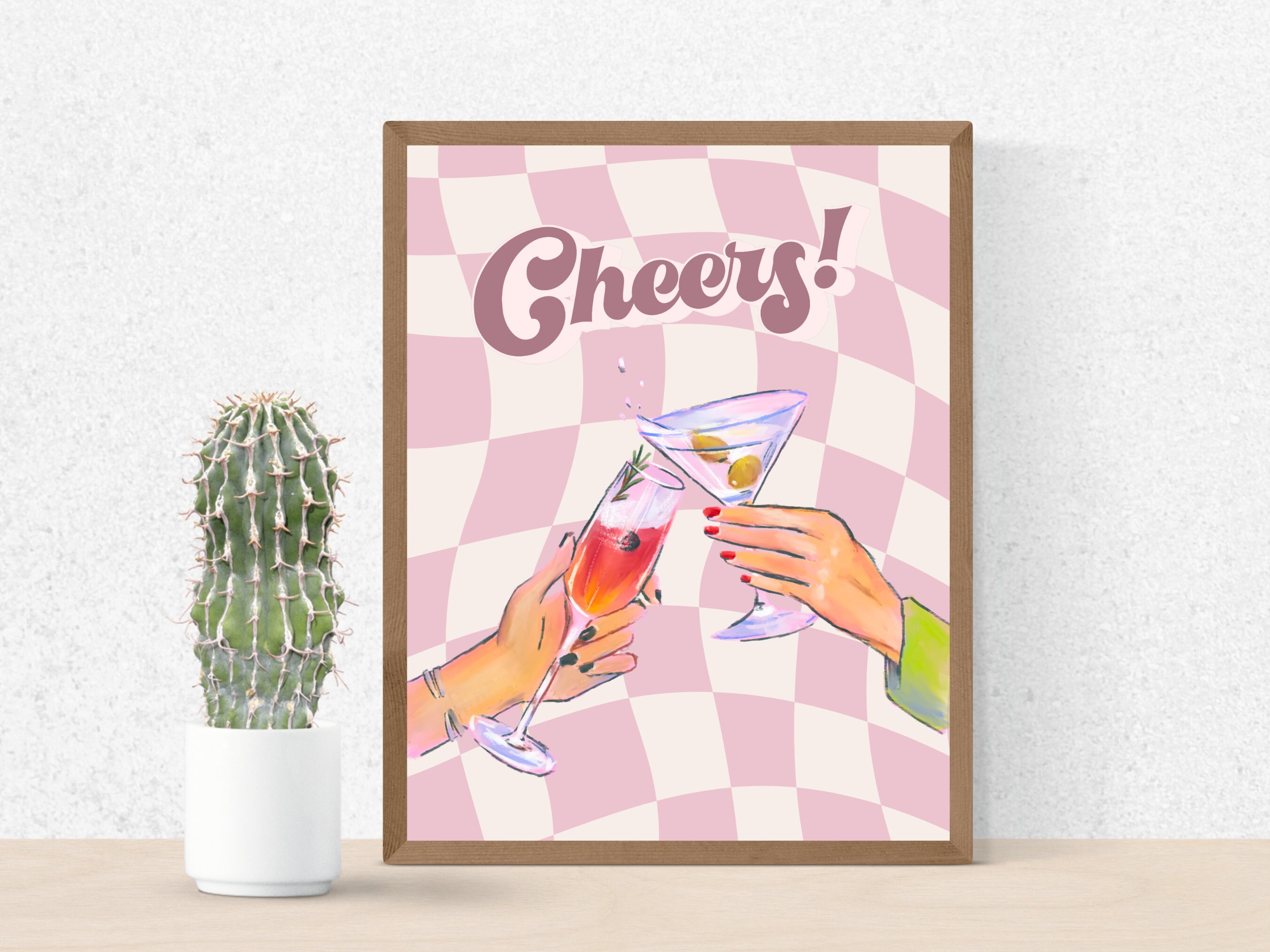Cheers Digital Cocktail Art Print: Vibrant Bar Art for Home Decor ...