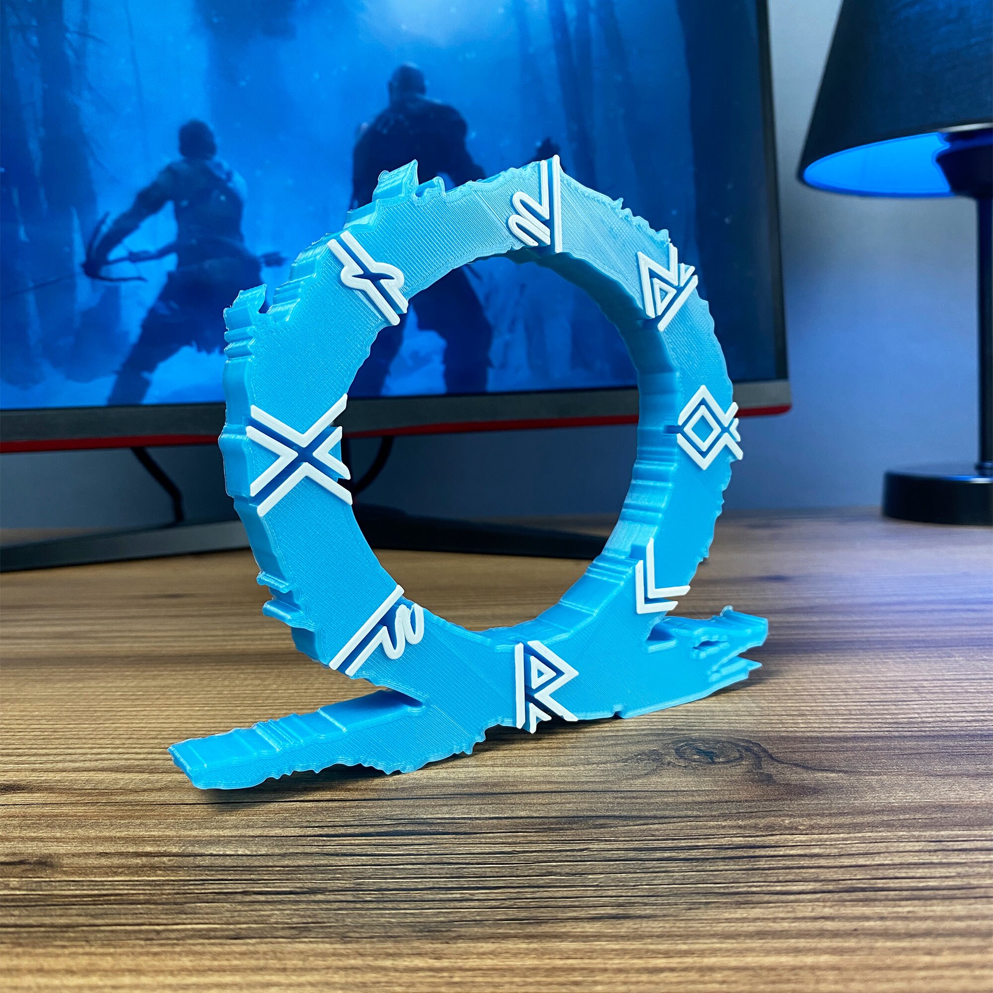 God of War Ragnarok Omega Logo Blue Figure Premium 3D Printed Game ...