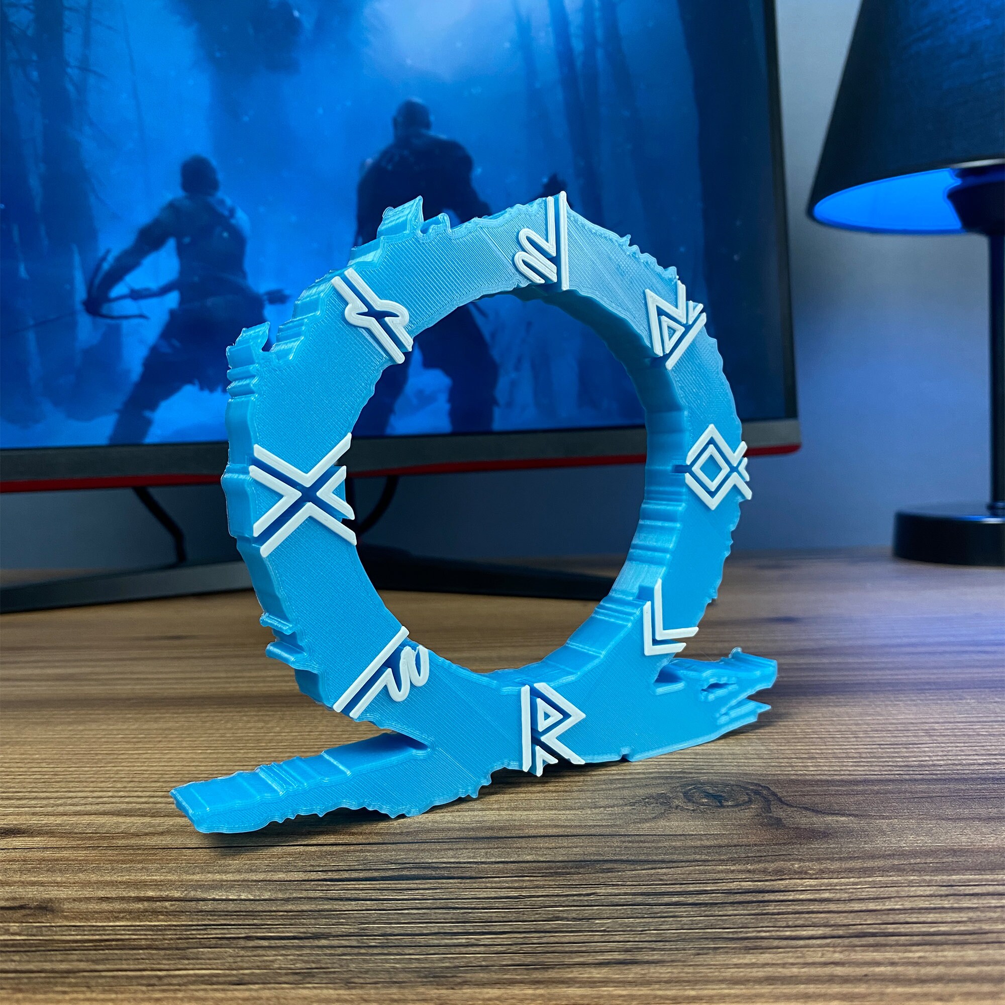God of War Omega Duo Logo Sign Figure – Stunning Red and Blue 3D ...