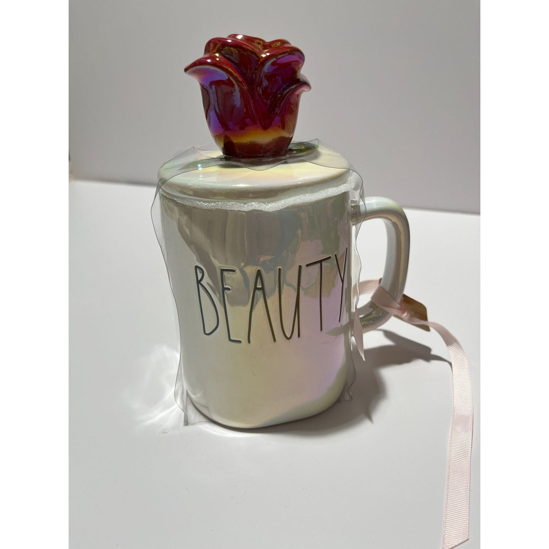 Rae Dunn Disney Princess beauty Belle Iridescent Mug Cup With Red Rose ...